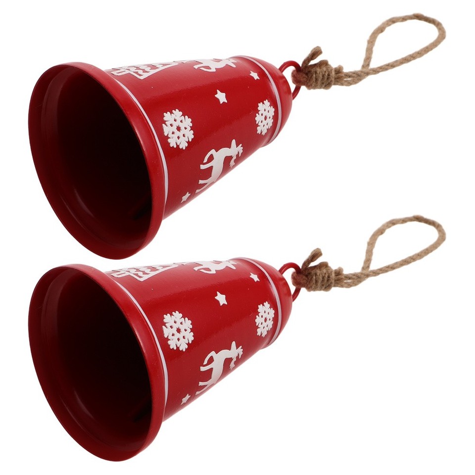 2pcs Christmas Hanging Bells: Christmas Tree Pendants Metal Craft ...