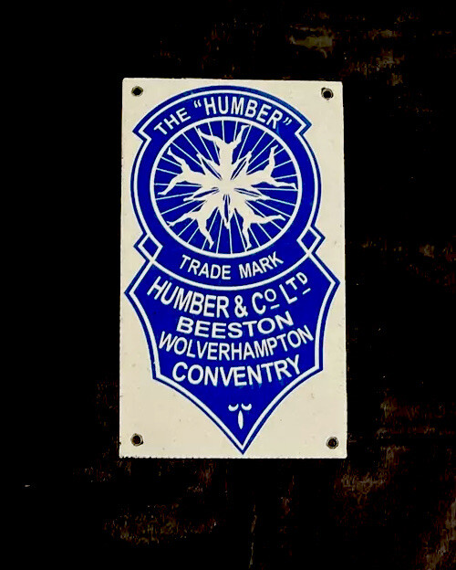 VINTAGE HUMBER MOTORCYCLE PORCELAIN SIGN CAR GAS OIL TRUCK GASOLINE ...