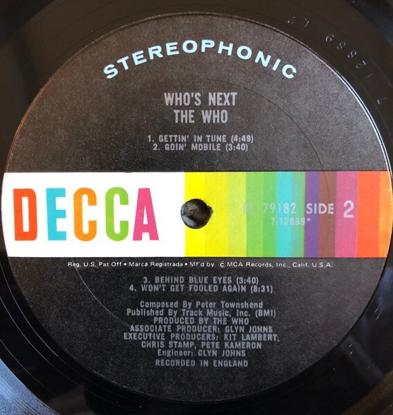 The Who – Who's Next Vinyl 1971 Decca US First Pressing Pre-Owned ...