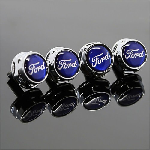 4pcs Metal Car Anti-Theft License Plate Frame Screw Cap Covers For Ford ...