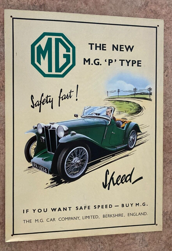 MG P Type Car Original F.T.T.D London 3D Tin sign made in Great Britain ...