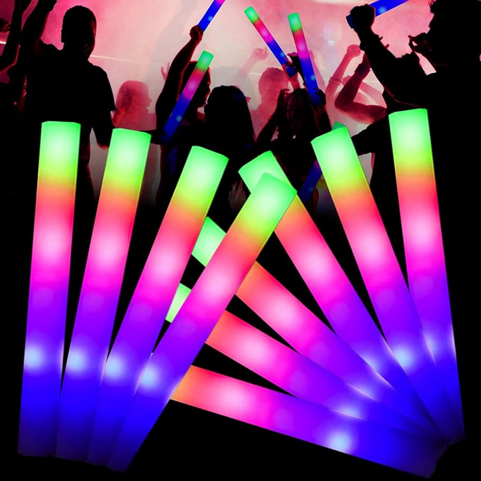 12-96 LED Light Up Foam Sticks Wand Rally Batons DJ Flashing Glow Stick ...