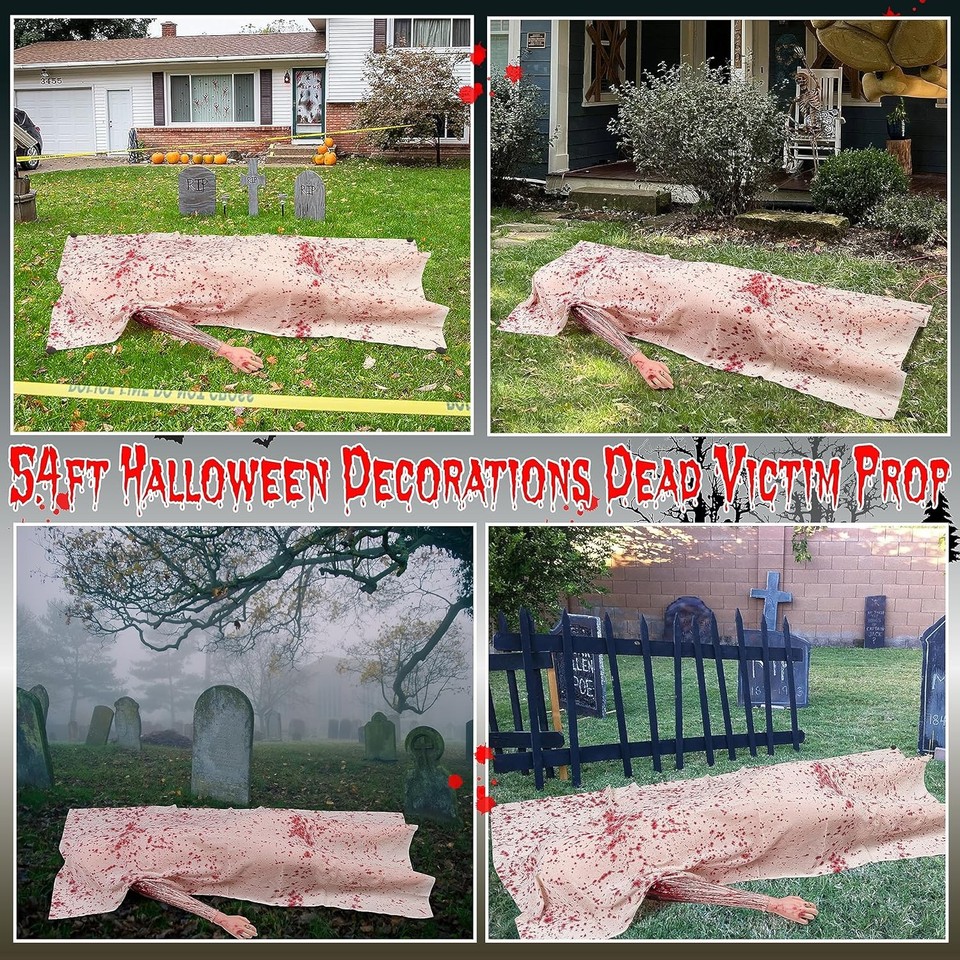 5.4ft Scary Halloween Decorations Outdoor Dead Body Props Showing Right ...
