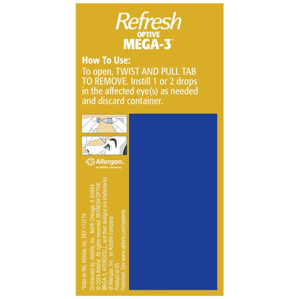 Refresh Optive Mega-3 Lubricant Eye Drops Enhanced with Flaxseed Oil 30 ...