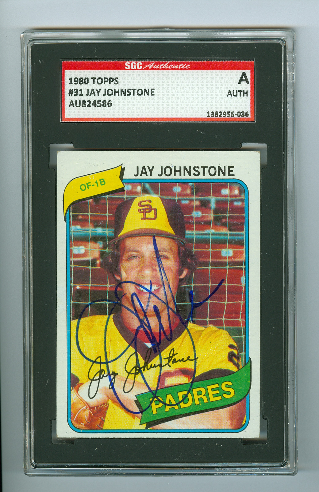 Jay Johnstone Autographed 1980 Topps Baseball Card #31 Padres SGC ...