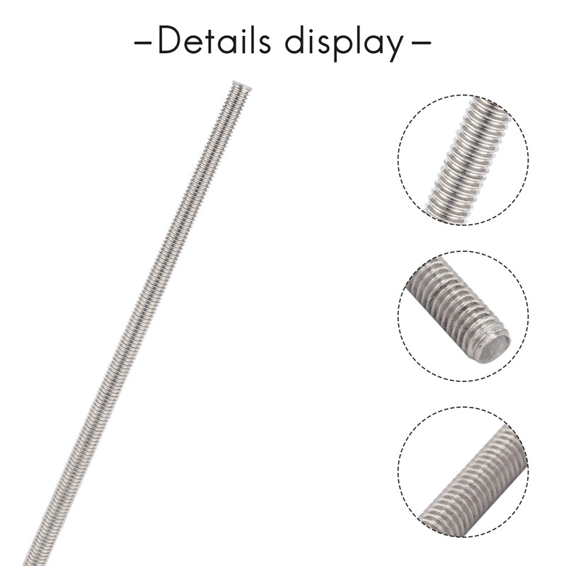 M6 x 150mm 304 Stainless Steel Fully Threaded Rod Bar Studs Hardware 5 ...