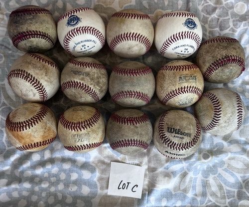 14 Used LEATHER Baseballs Little League Batting Practice Training Mixed ...