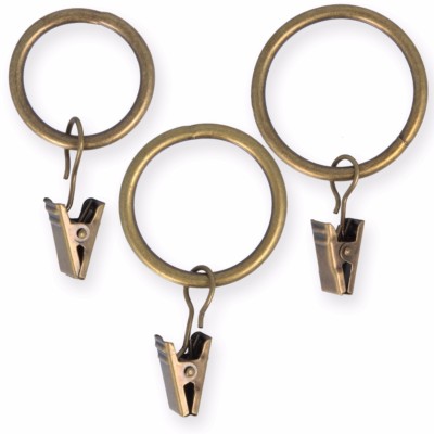 25mm - 35mm BRASS CURTAIN POLE ROD CLIP RINGS Metal Net Voile Hanging ...