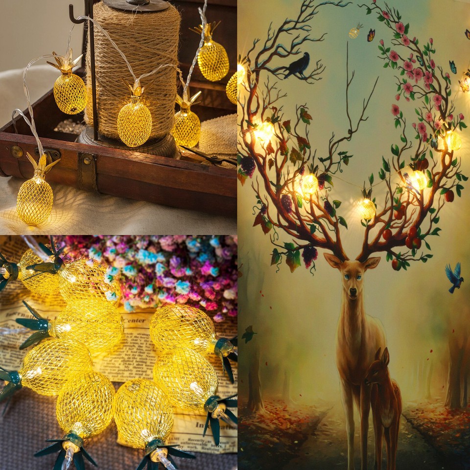 Betus 6.5 Ft 10 LEDs Pineapple Fairy String Light Christmas Tropical ...