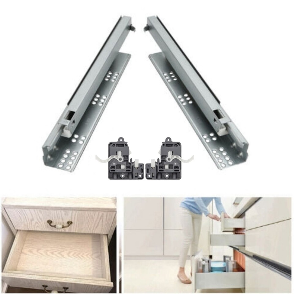 1-10Pair Drawer Runners Slides Ball Bearing Groove Cabinet Glides 17mm ...