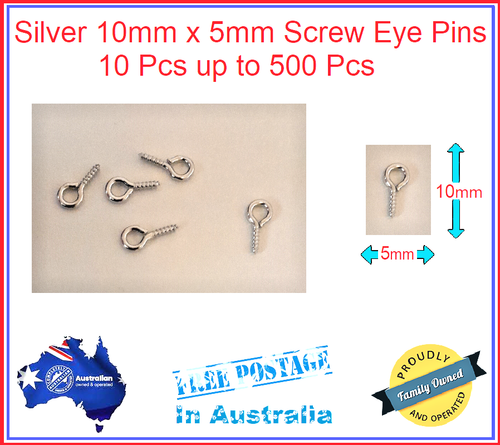 20/50/100/200/300/500 Silver Screw Hooks Eye Pins DIY Jewellery 10mm x ...