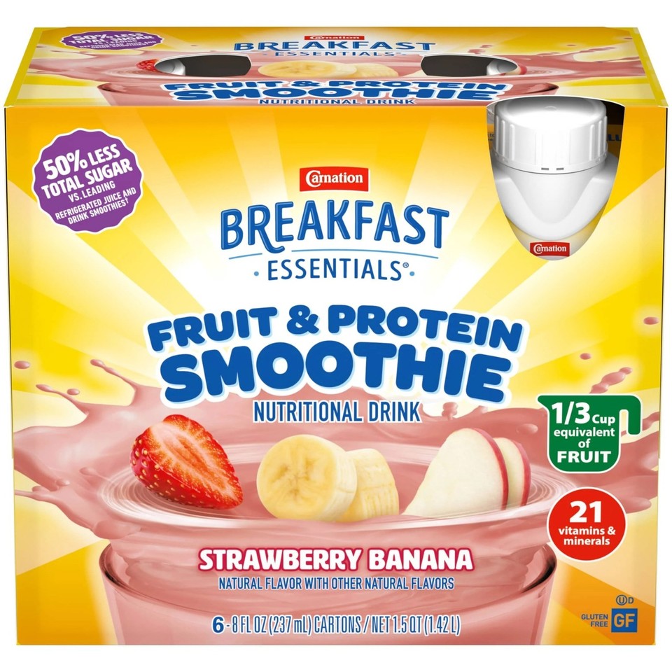 Carnation Breakfast Fruit & Protein Smoothie Nutritional Drink Shakes ...