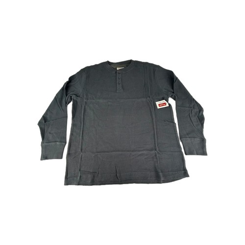 Wrangler Authentics Men's Long Sleeve Button Size L Gray Waffle Henley ...