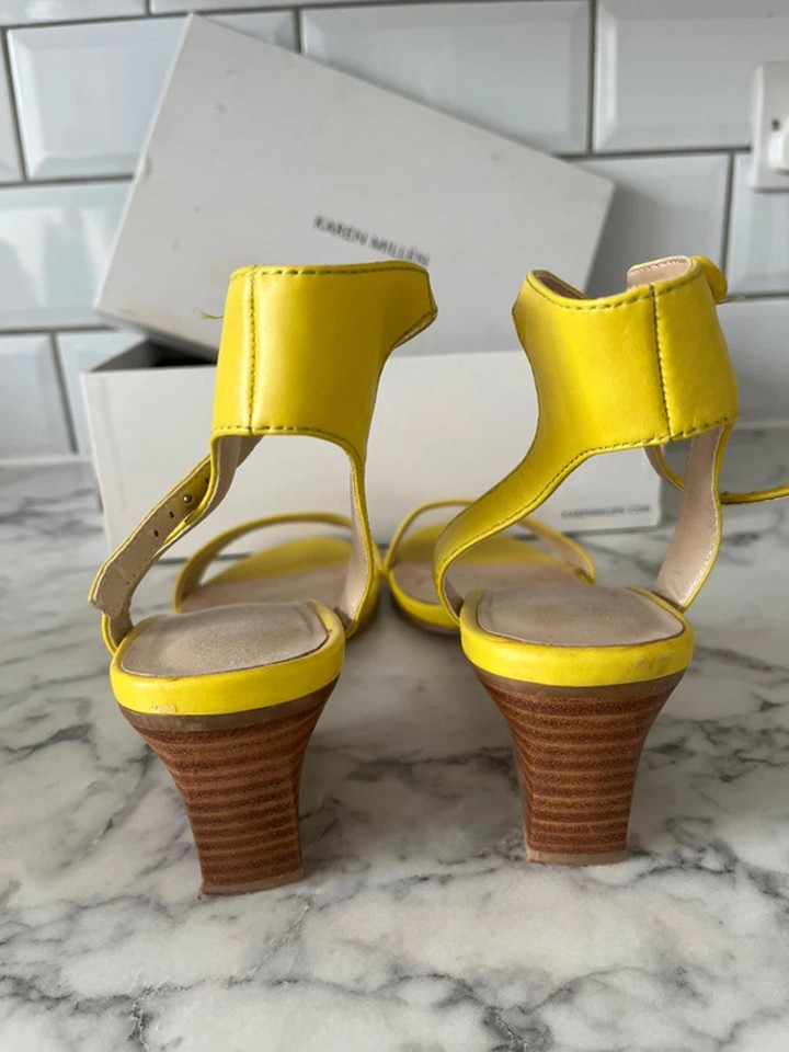 Karen Millen Lime yellow Block Heel Sandals – Size 39 (UK 6) | eBay UK
