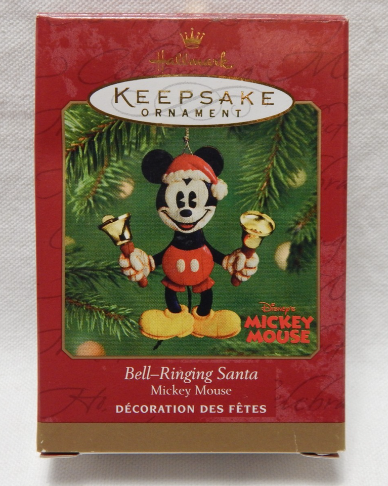 Hallmark Mickey Mouse Bell Ringing Santa Disney Keepsake 2001 Ornament ...