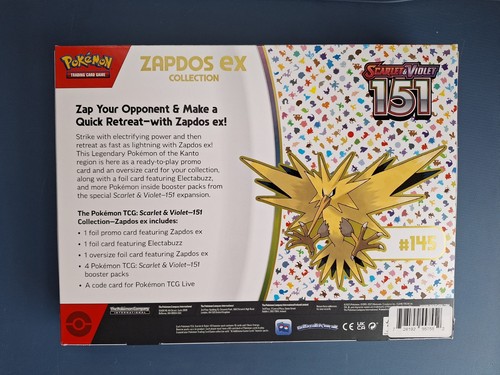 Pokemon TCG Scarlet & Violet 151 Factory Sealed Zapdos Ex Collection ...