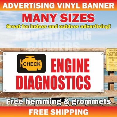 ENGINE DIAGNOSTICS Advertising Banner Vinyl Mesh Sign service repair ...