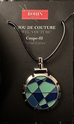 Bohin Jewel Couture Thread Cutter Quilt Blue & Green Circular Pendant ...