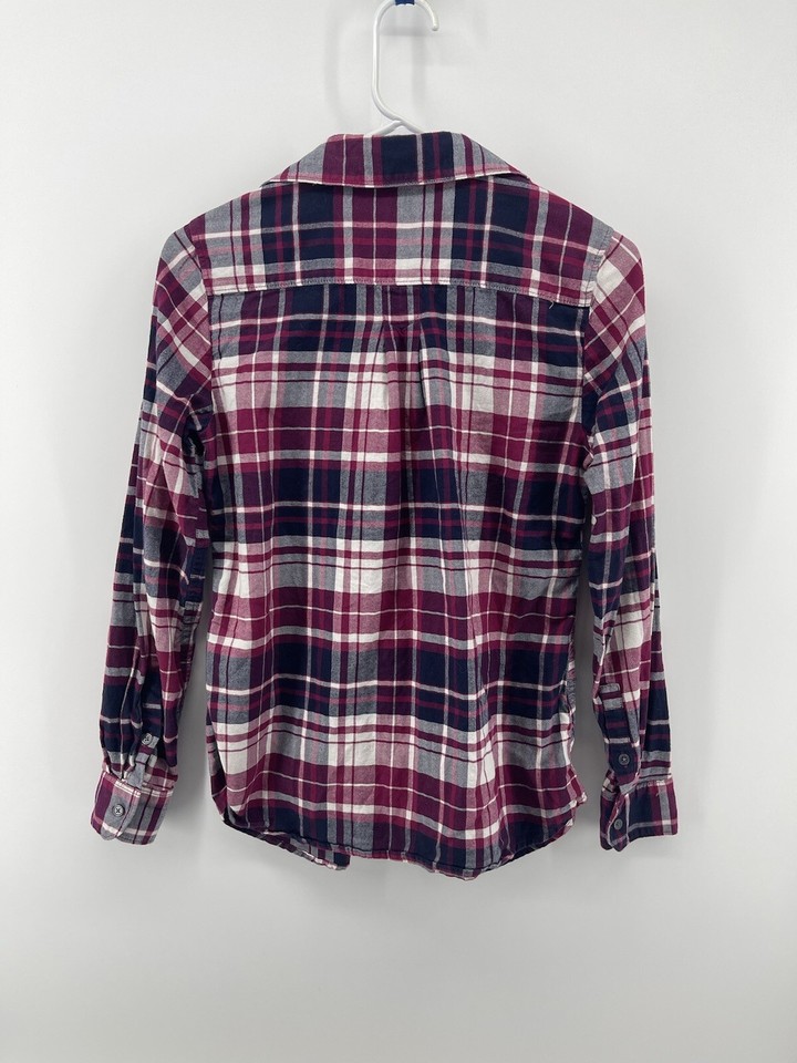 Banana Republic Light Flannel Shirt Top Womens Size XS Pink Purple ...