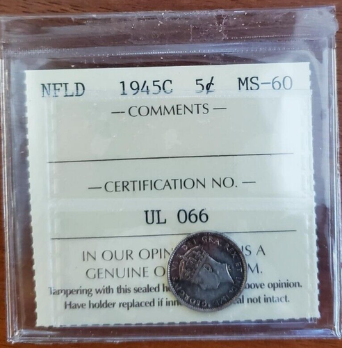 Canada 5 Cent - NFLD - 1945C - ICCS - MS60 | eBay