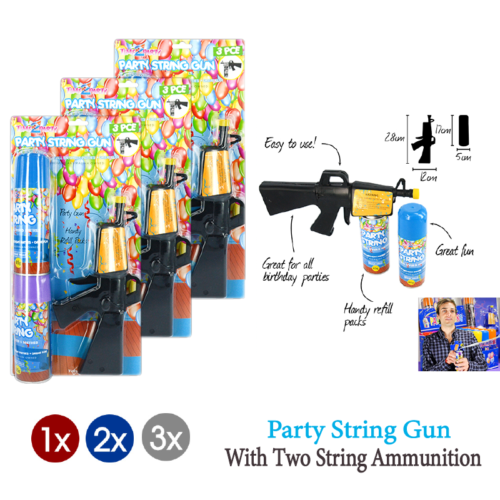 1x / 2x / 3x Party String Gun With 2 String Ammunition Great Time Party ...