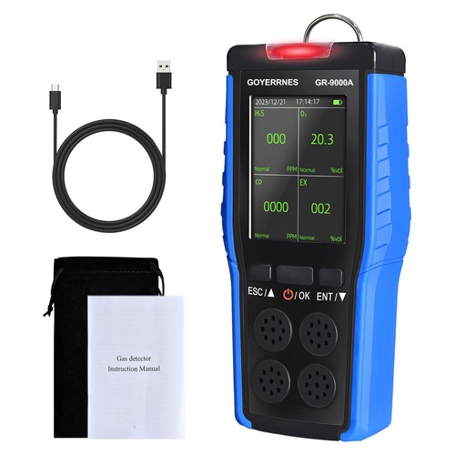 Portable 4 Gas Monitor Multi Gas Detector O2/CO/H2S/EX Gas Leak Meter ...