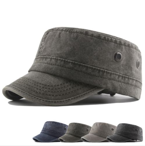 Solid Cotton Men's Army Cap Military Flat Cap Sun Hat Driver Cabbie ...