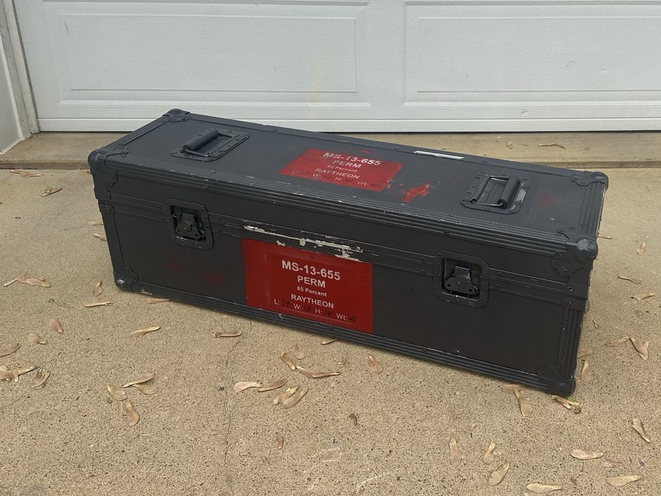 Military Surplus Storage Box Wooden Crate Raytheon Guided Mortar Rounds ...
