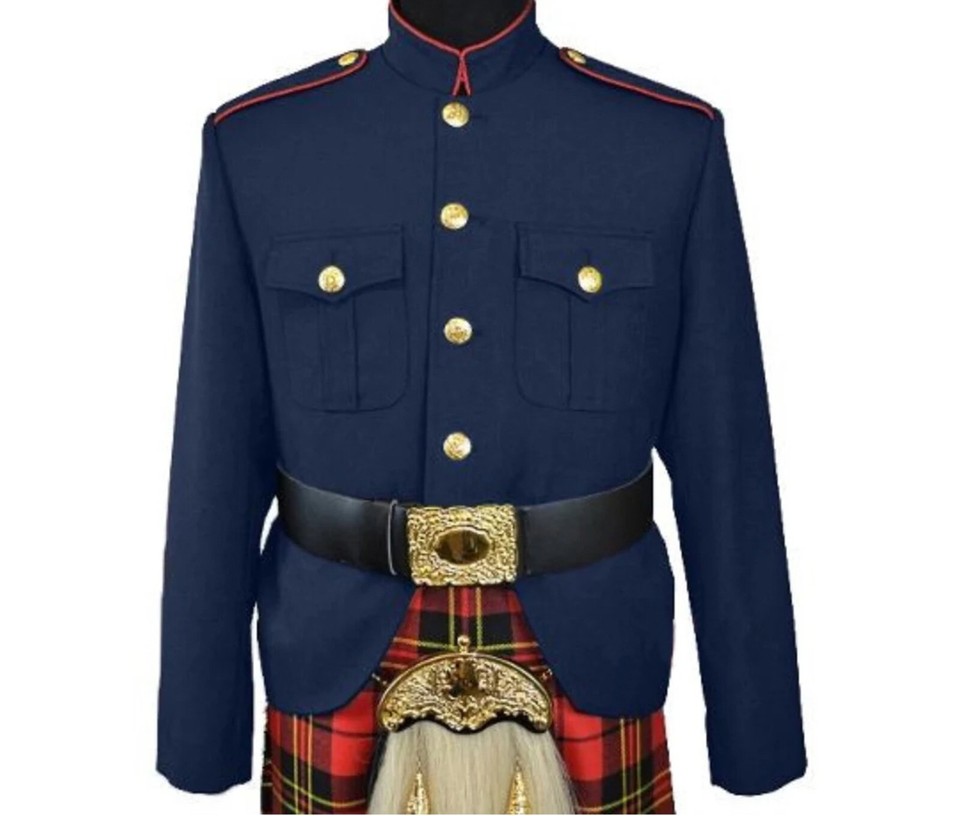 Scottish Class A Honor Guard Kilt Jacket With Red Trim And Gold Thistle ...