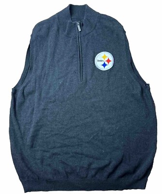 NFL Apparel Steelers Vest Mens XXL Gray Sleeveless Zip | eBay