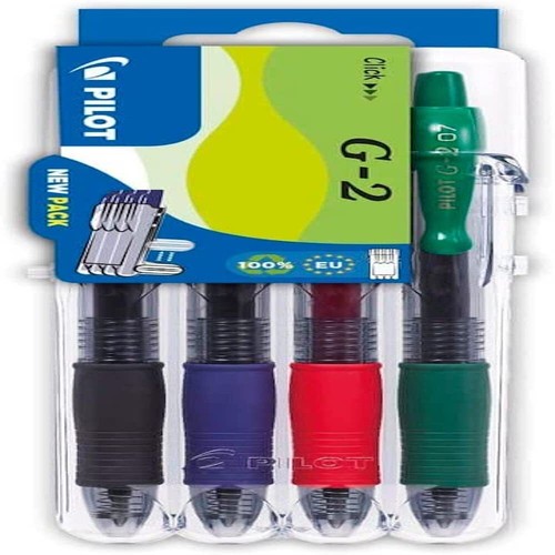 Pilot G207 Retractable Gel Rollerball 0.7mm Set to Go Pack of 4- Black ...