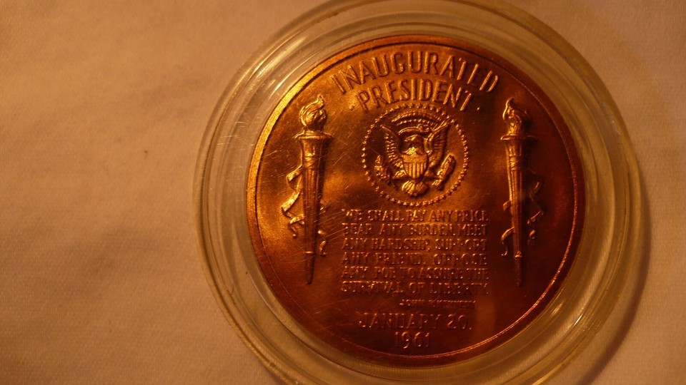 John F Kennedy JFK 1961 Inauguration Brass Medal Commemorative Coin US ...