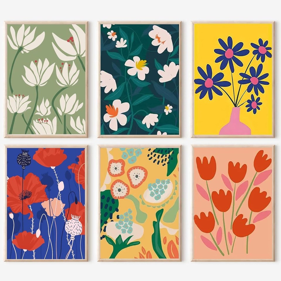 6 Pack Paint by Numbers Kit for Kids & Adults - DIY Floral Art on ...