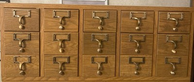 Vintage 15 Drawer Library Card Catalog File Oak Apothecary Cabinet ...