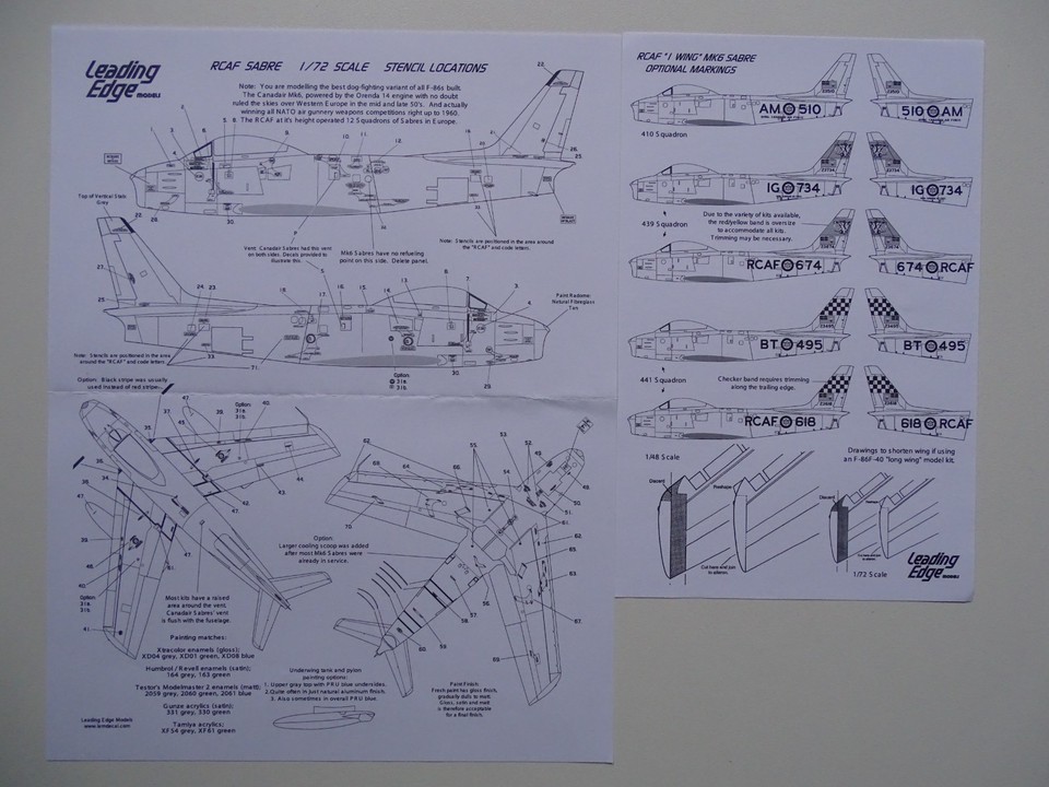 Leading Edge decals 1/72 F-86 Sabre Mk.6 RCAF 1st Wing | eBay