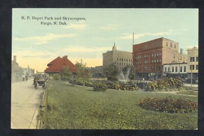 FARGO NORTH DAKOTA ND NORTHERN PACIFIC RAILROAD DEPOT STATION POSTCARD ...