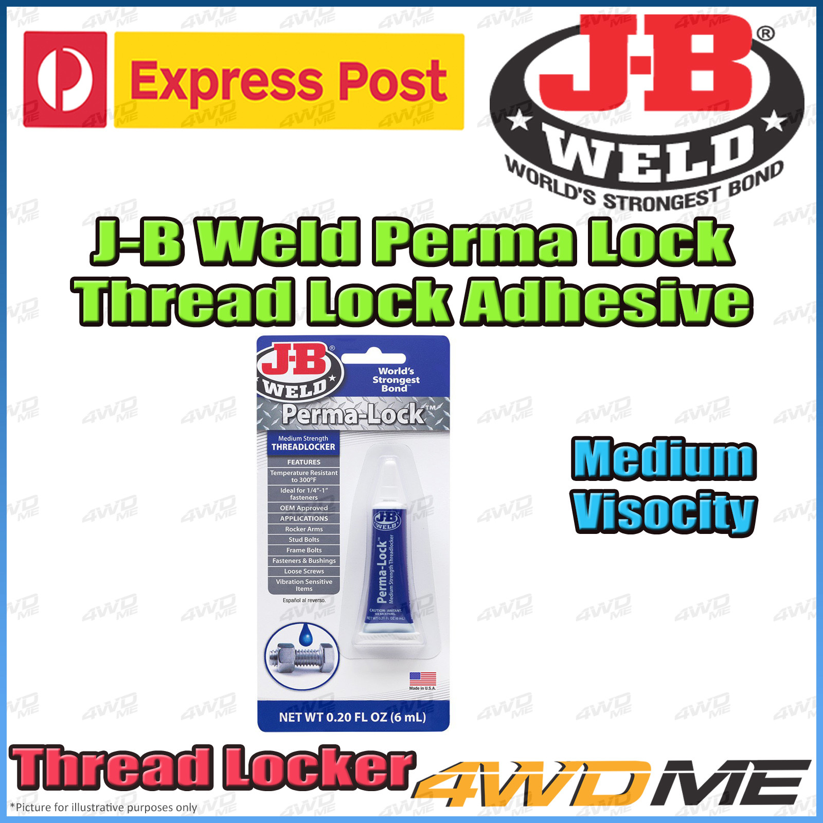 JB Weld Perma Lock Thread Locker Adhesive Bond Glue Med Strength Sealer ...
