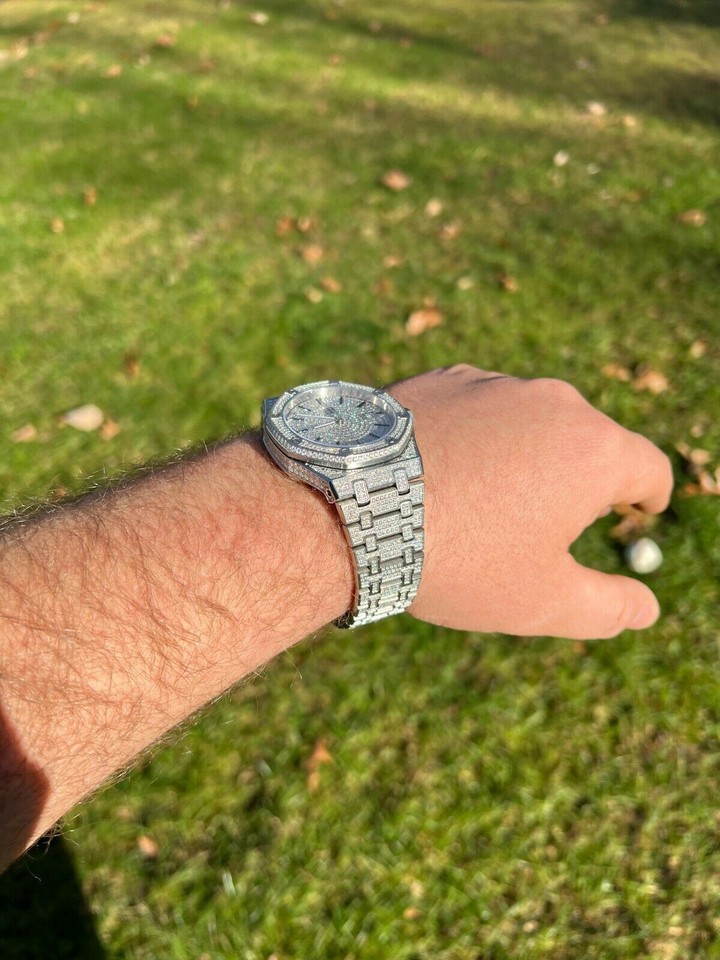 Real Mens Watch Fully Iced Bust Down Out Skeleton Back Automatic 44mm ...