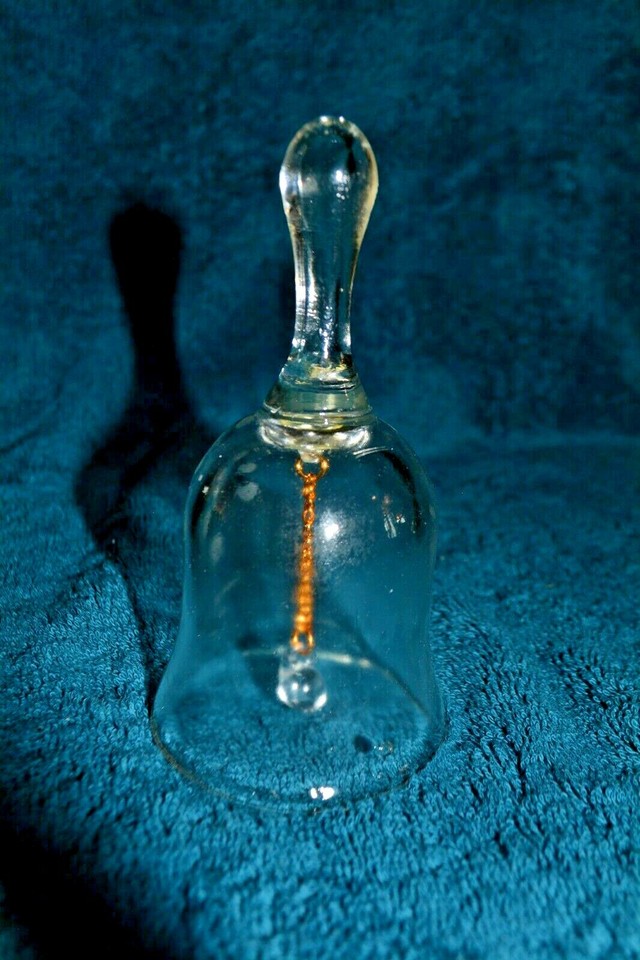 Clear Glass Dinner Bell Etched Flower - Crystal Clapper - 6” Tall x 2-3 ...