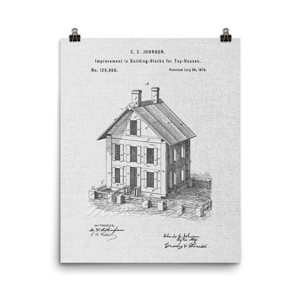 Building Blocks 1872 Vintage Toy Patent Art Print Poster, 8x10 or 16x20 ...