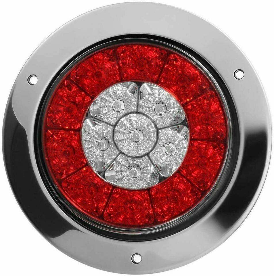 Pair 4 inch Round Red LED Stop Turn Tail Trailer DOT Semi Brake Lamp ...
