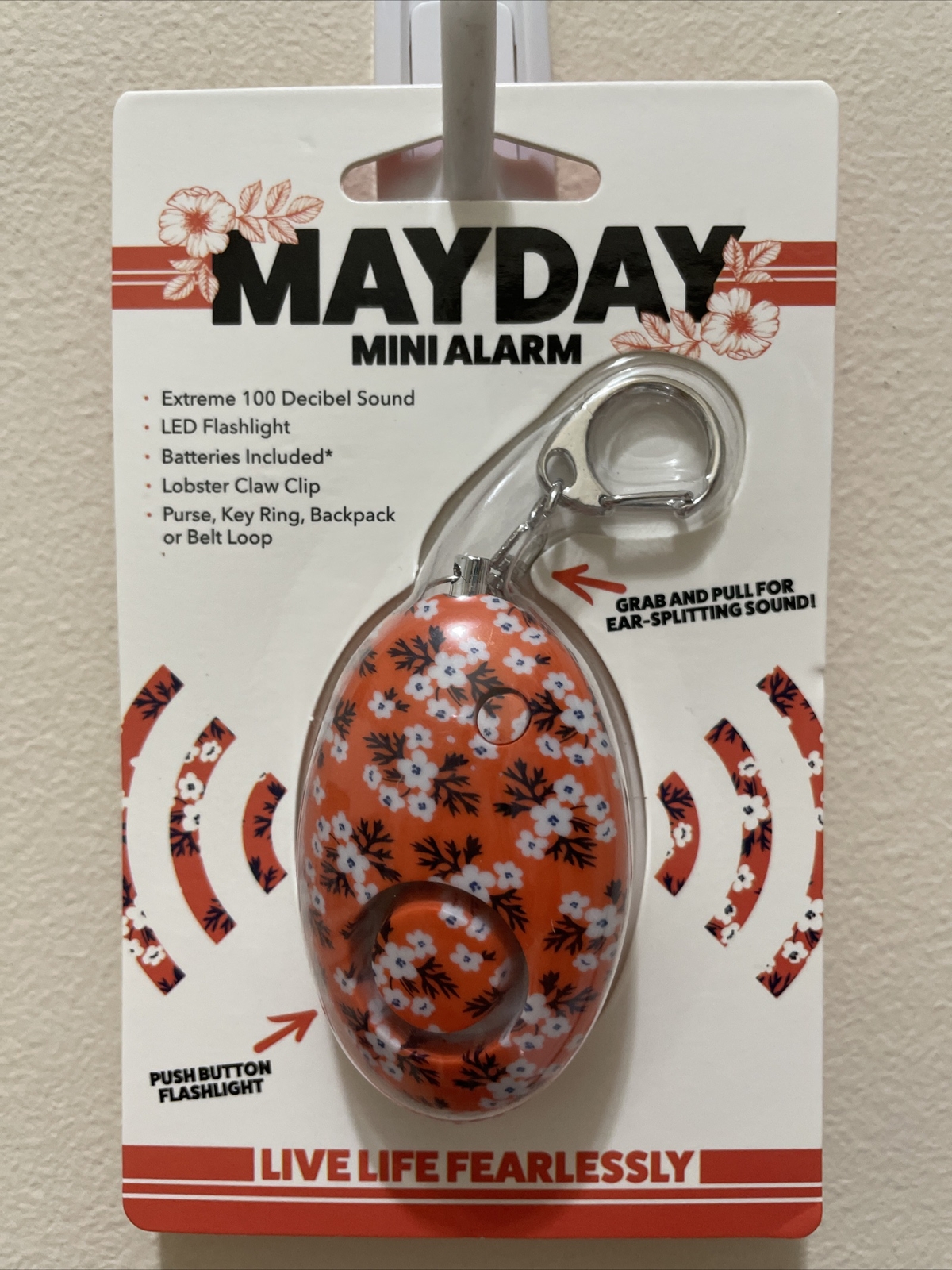 Mayday Mini Floral Orange Defense Keychain Personal Alarm Emergency ...
