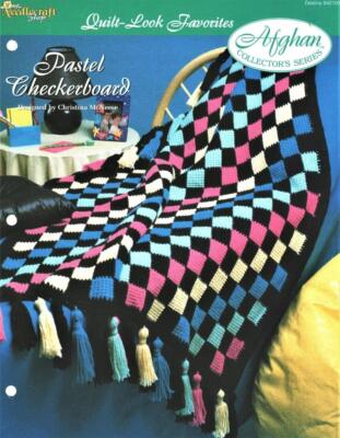 Pastel Checkerboard Crochet Afghan Pattern Cardstock Page Quilt ~ Look ...