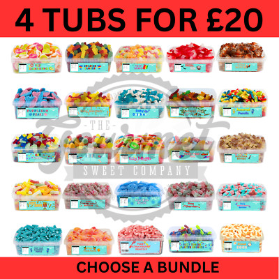 4X SWEET TUBS 600g - GUMMY FIZZY RETRO SWEET BUNDLE 4 TUBS FOR £20 ...