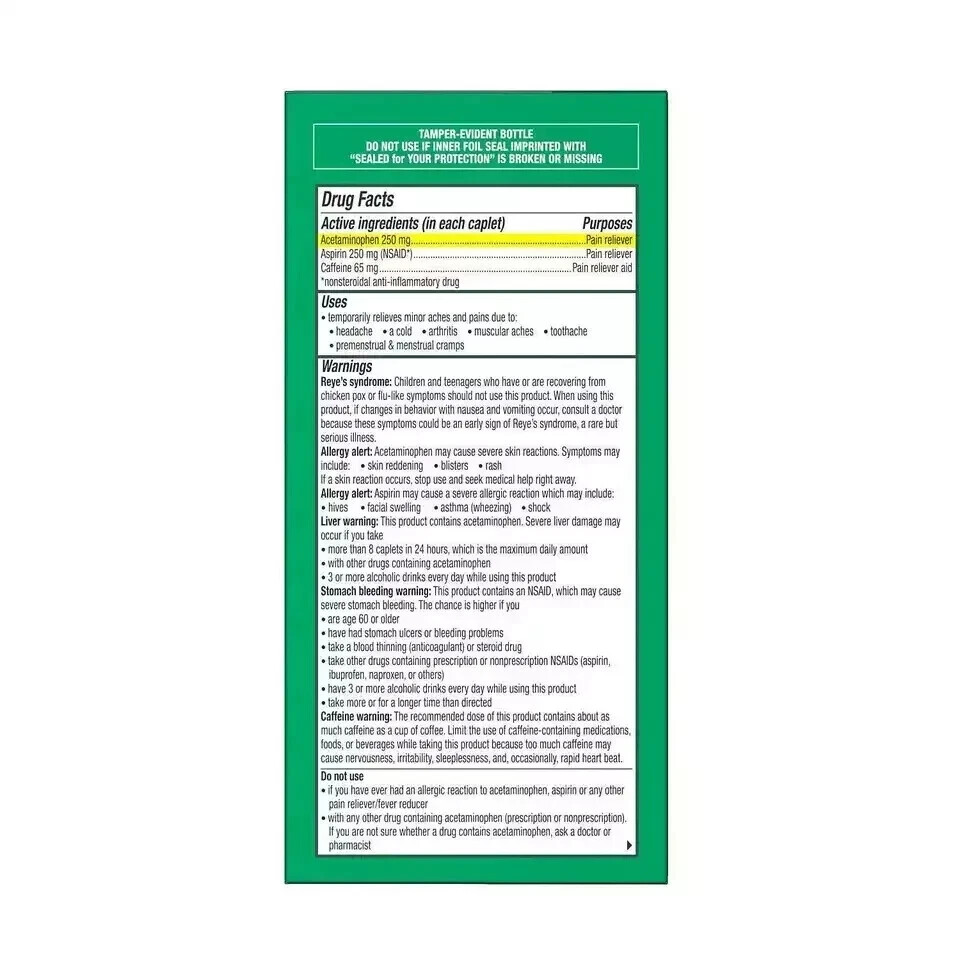 Excedrin Extra Strength Caplets, Pain Reliever Aid (250 mg., 300 ct ...
