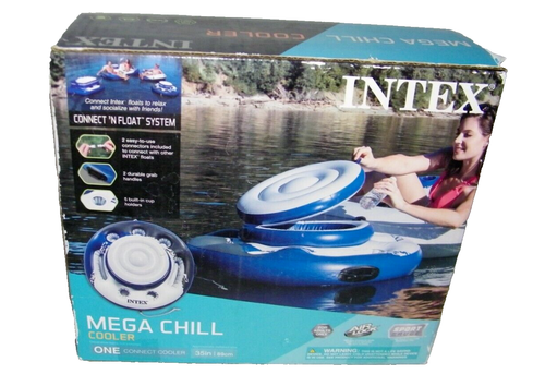 Intex Mega Chill Inflatable Floating 30 Can Beverage Cooler All Water ...