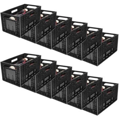 ISOCO Transportable Plastic Wine Box Storage x 12 - Black (144 Bottle ...