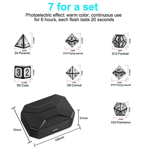HTPOW Light up LED Dice Set Shake to Glowing DND Dice for Dungeons and ...