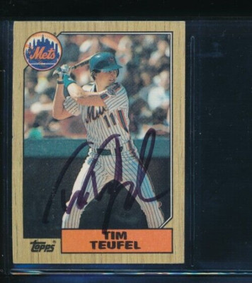 1987 Topps #158 Tim Teufel New York Mets Signed Autograph (Gk67) SWSW6 ...