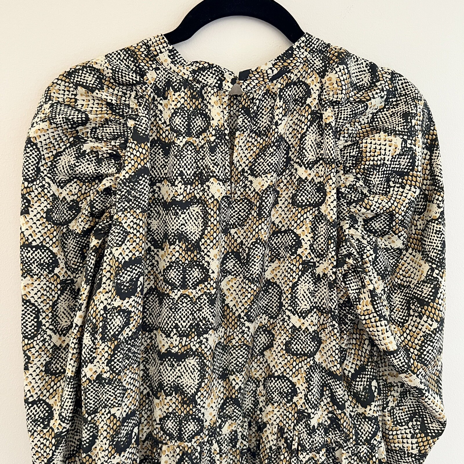 Zara Snakeskin Puff Sleeve Midi Maxi Dress S - Gem